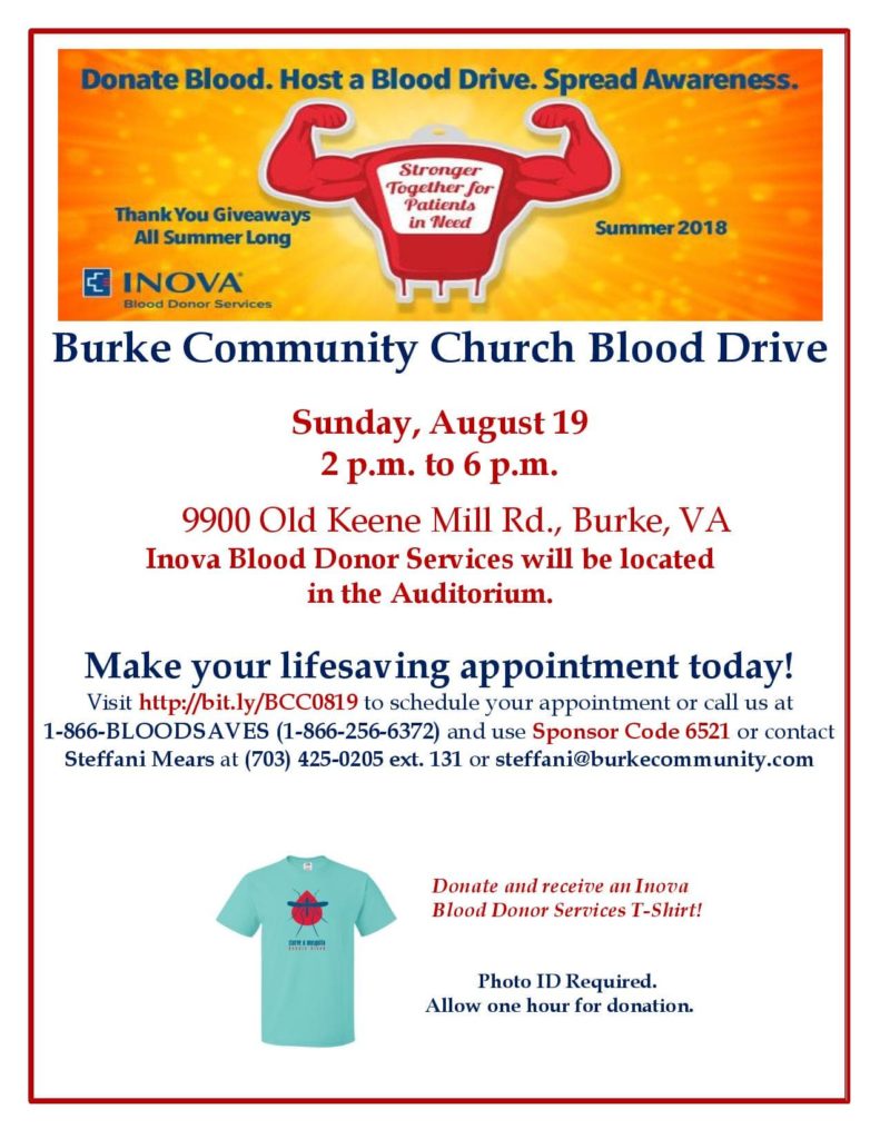 Burke Community Church Blood Drive - Inova Blood Donor Services